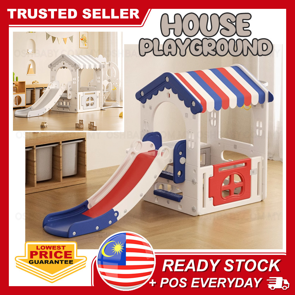Children HOUSE PLAYGROUND Kids Indoor Outdoor Swing Slide Playhouse ...