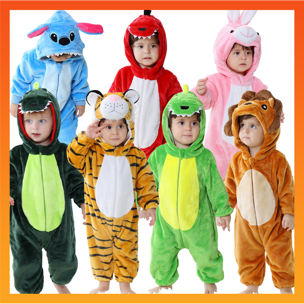 Baby Kigurumi Dinosaur Pikachu Stitch Cartoon Romper Pajamas Newborn ...