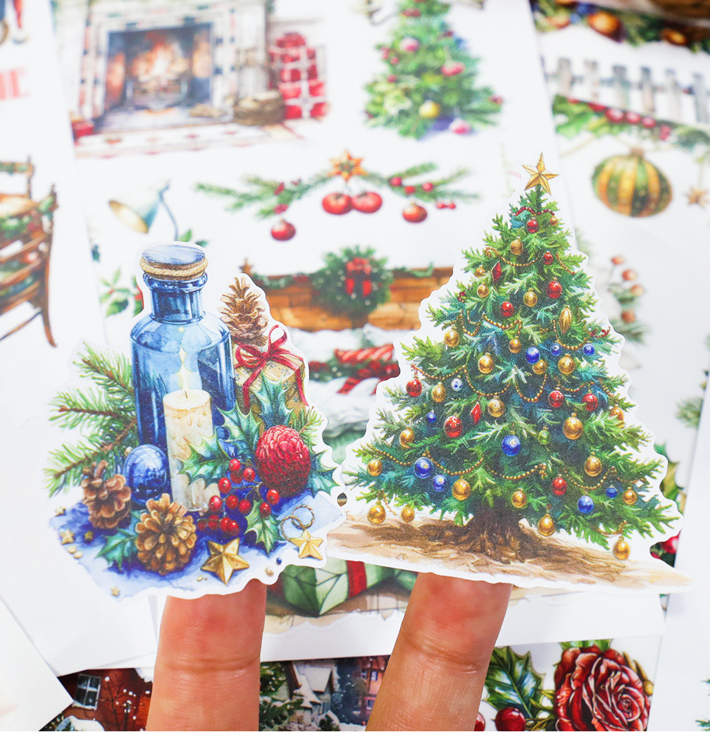 Mr. Paper 20 sheets/bag A5 Multi-material sticker book Vintage Santa ...