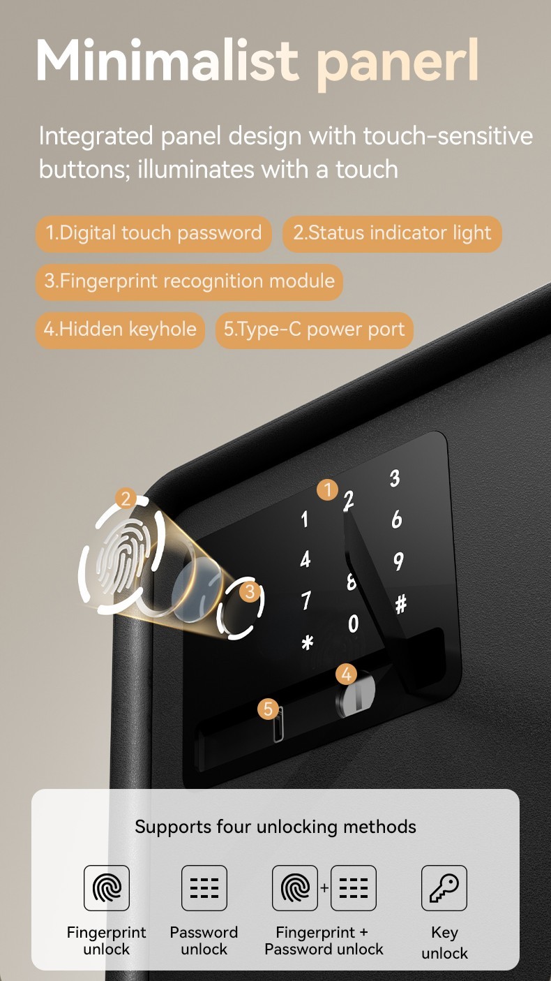 Deli Locksworth Fingerprint Password Steel Safe Box Automatic Door ...