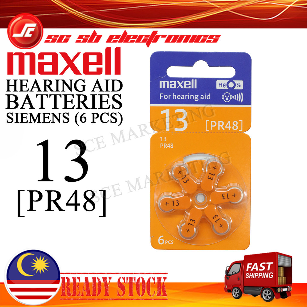 MAXELL HEARING AID ZINC-AIR BATTERY [ 13 10 675 312 ] (6PCS/6BIJI) PR48 PR41 | Shopee Malaysia