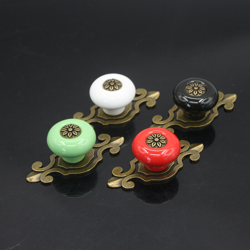 Zinc Alloy Cabinet Handle Furniture Ceramic Handle Antique Copper Door ...