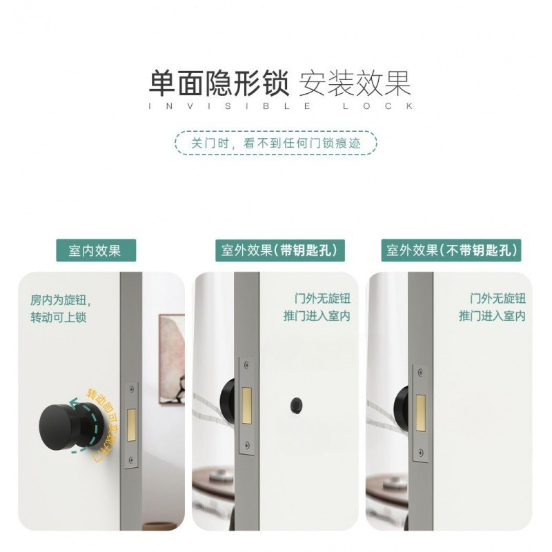 Invisible Door Lock, Bedroom Hidden Door Handle, Round Room Interior ...