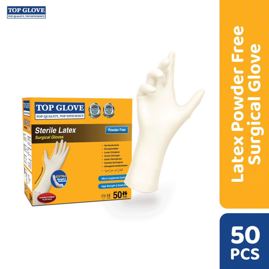Top Glove Sterile Latex Powder Free Surgical Glove|50 Pairs Per Box ...