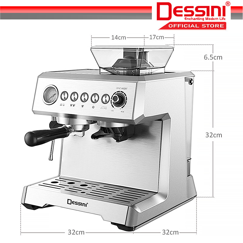 DESSINI ITALY 20 Bar 2.3L Espresso Coffee Maker Brew Cappuccino Latte ...