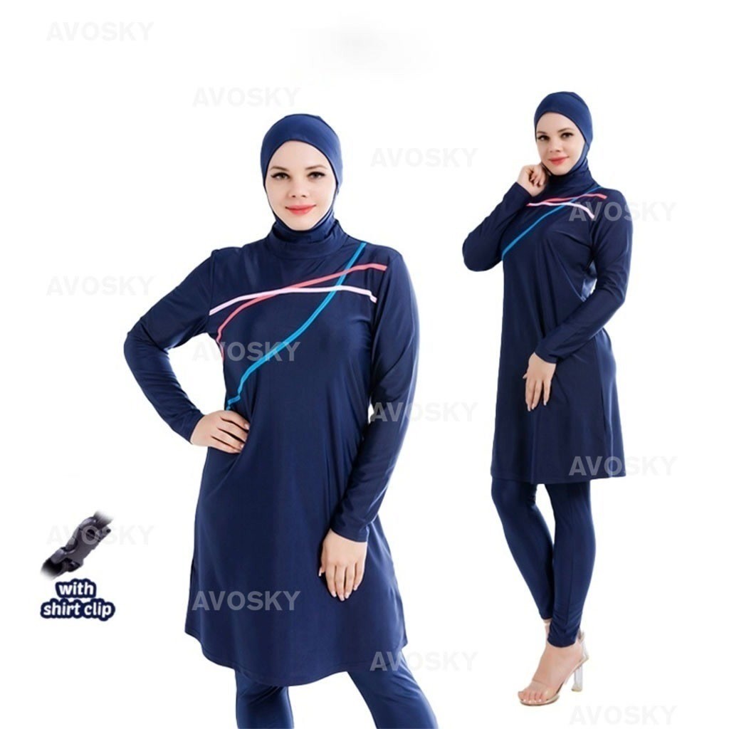 AVOSKY Women Muslim Swimming Suit 3Pcs Set Swimsuit Ladies Islamic ...