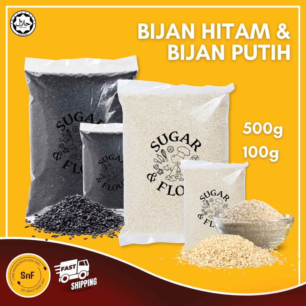 500g 100g Sesame Seeds Black White Bijan Hitam Bijan Putih Halal ...