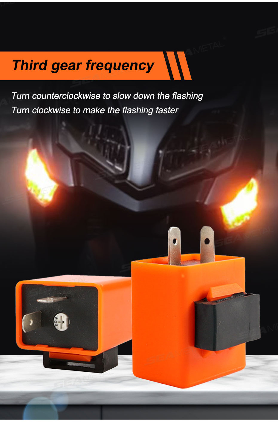 SEAMETAL 2 Pin Signal Relay Motorcycle Adjustable LED Flasher Relay12V ...