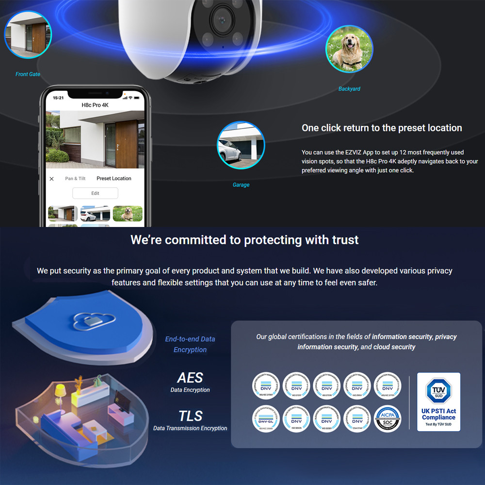 Ezviz H8C Pro 8MP 4K Pan/Tilt Two Way Talk Color Night Vision ...