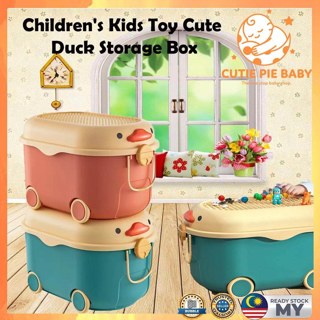 Children's Kids Toy Cute Duck Storage Box with Wheels & with Blocks ...