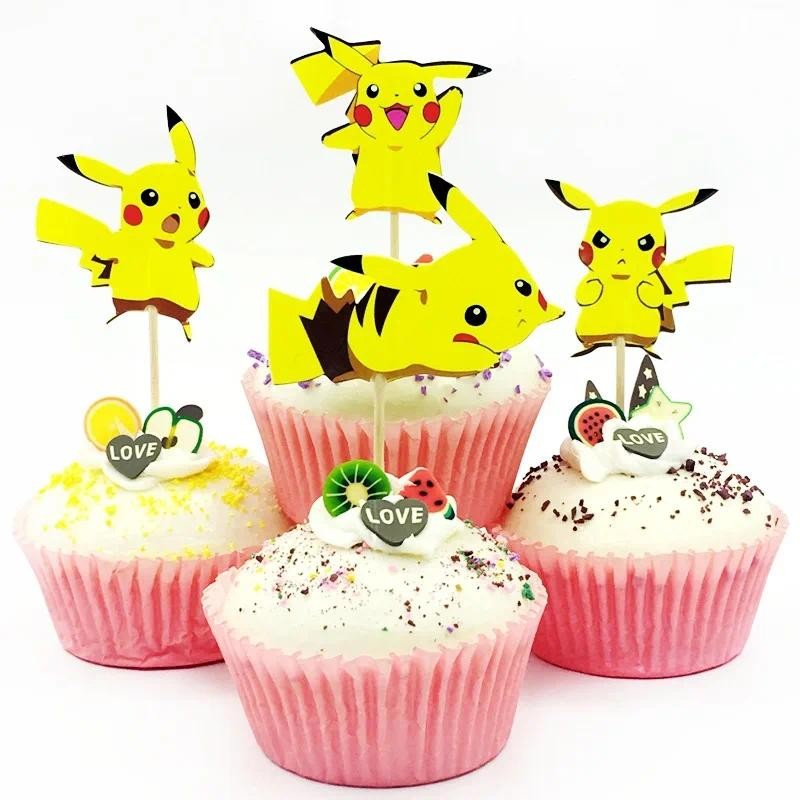 Pokemon Pikachu balloon Pull flag Set Baked cupcake Rim cake Card ...