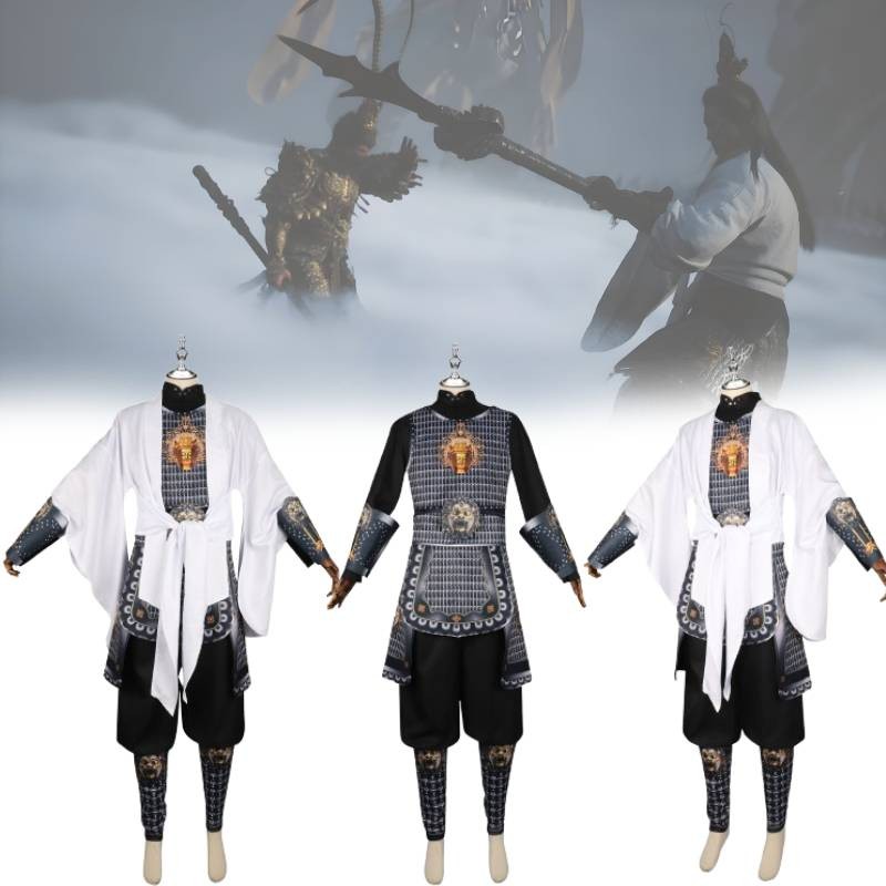 Black Designed Beautifully Myth Wukong Cosplay Outfit In Timeless White ...