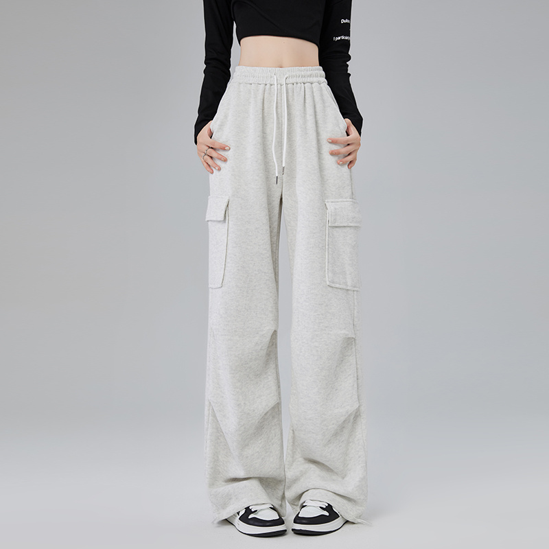 SUXI Retro Autumn New Wide Leg Long Pants Loose High Waist Women's ...