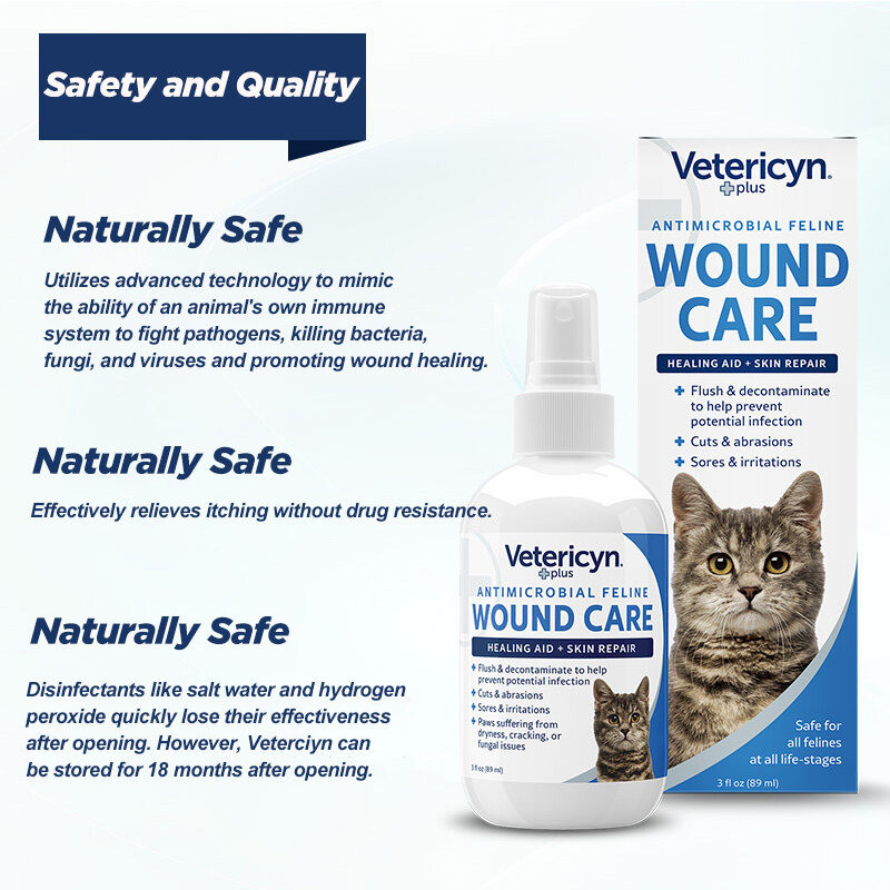 Vetericyn Plus Cat Dog Wound Care Spray Pet Skin Repair Clean Wounds ...