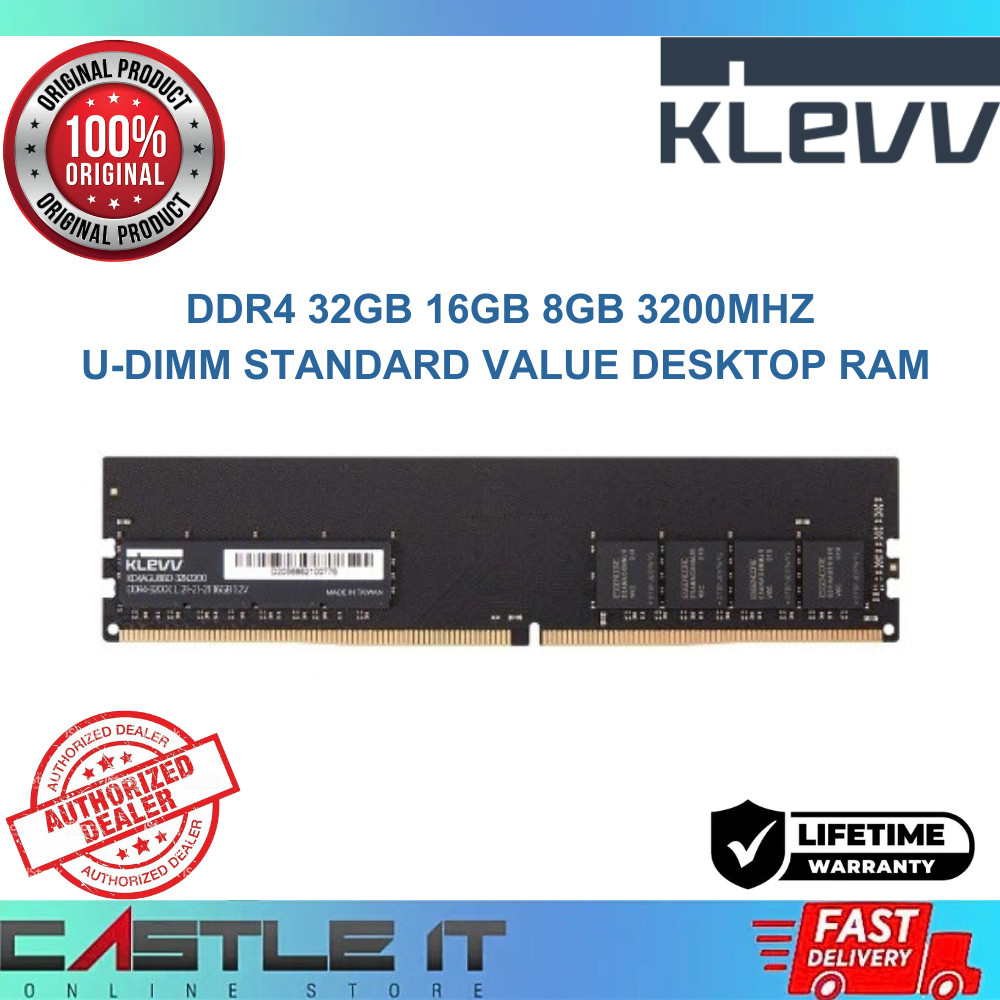 Klevv DDR4 32GB 16GB 8GB 3200MHZ PC3200 U-Dimm Standard Value Desktop ...