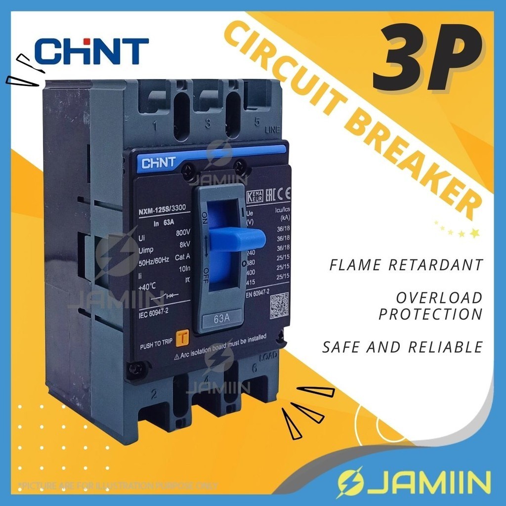 CHINT NXM Series Moulded Case Circuit Breaker 25KA 3P MCCB Overload Protection Short Circuit ...