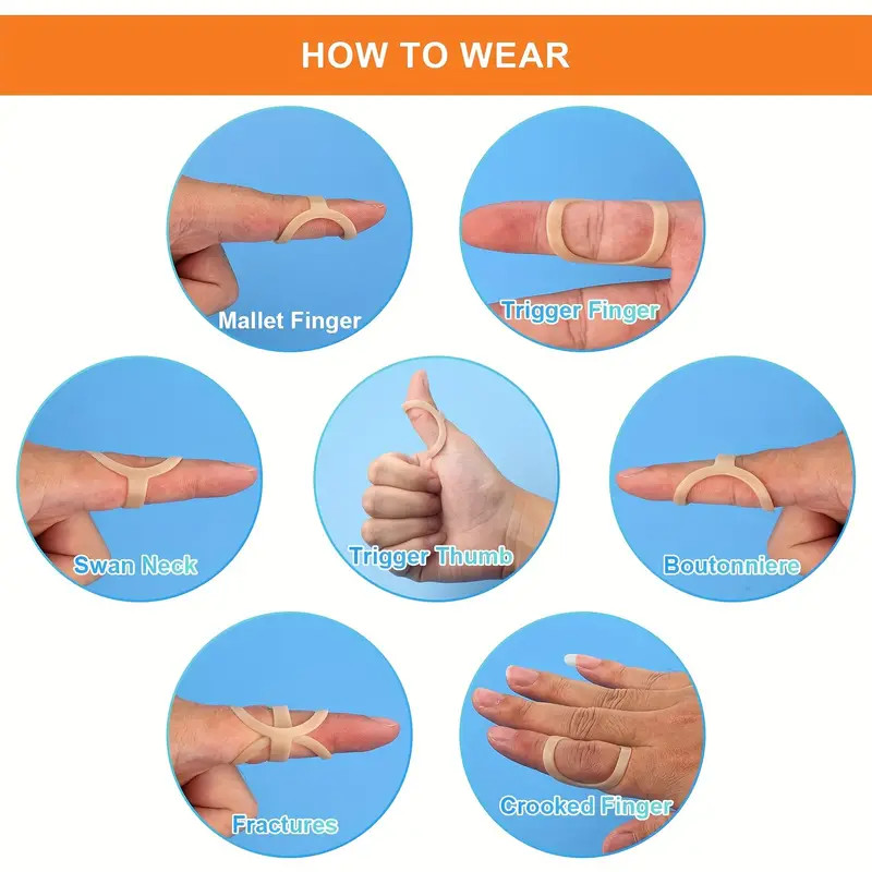 5PCS Finger Fixing Splint Flexible Ring & Finger Sheath Hammer Shaped ...