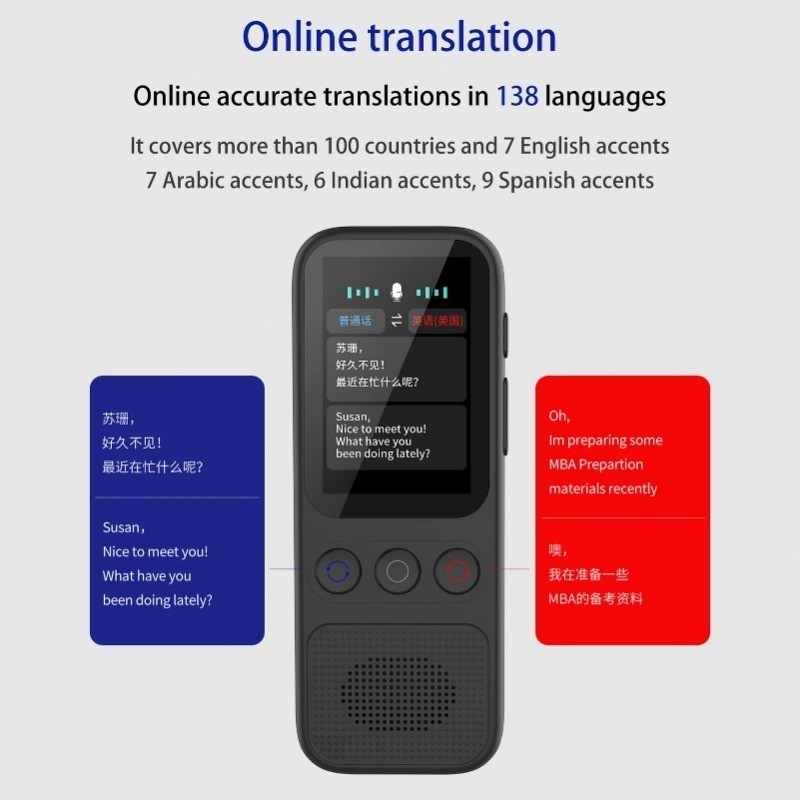 S80 Language AI Translator Device with 138 Languages Voice Translating 17 Offline Translation ...