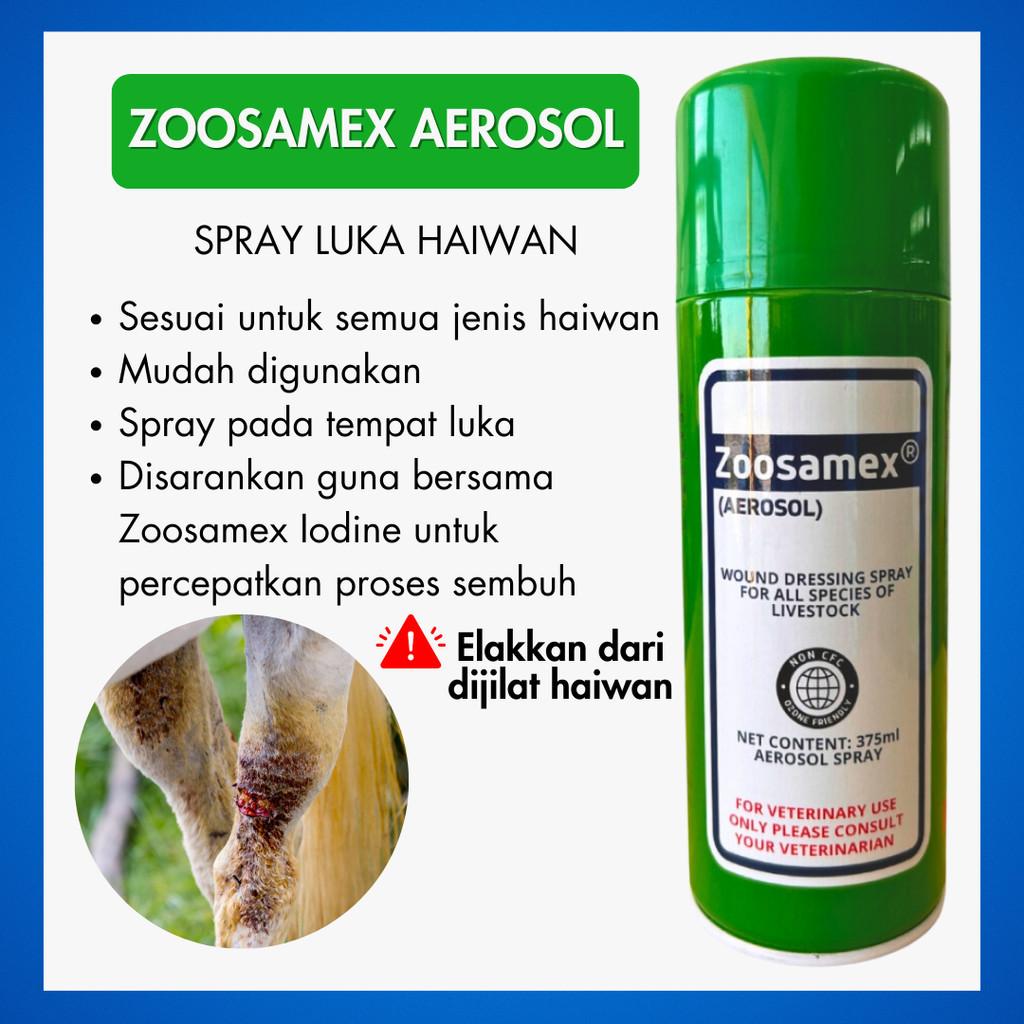 [375ml] ZOOSAMEX AEROSOL - Wound Pet Spray [Spray Luka Untuk Ternakan ...