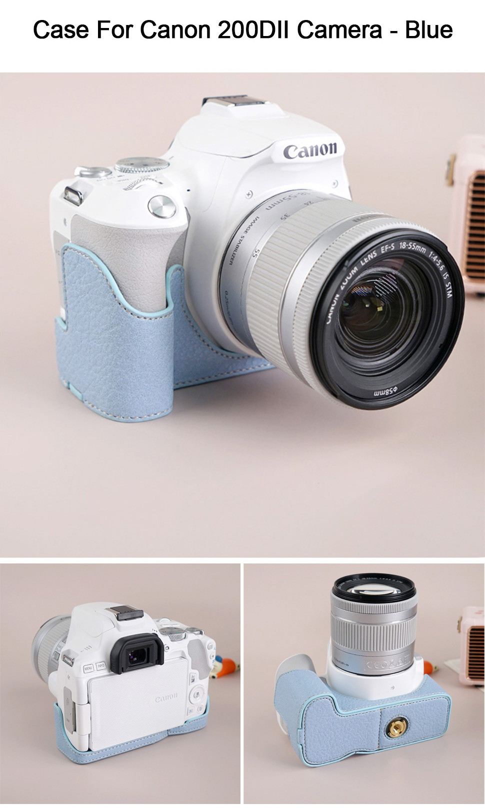 Canon 200D 200DII Leather PU Camera Half Case Base for Canon EOS 200D ...