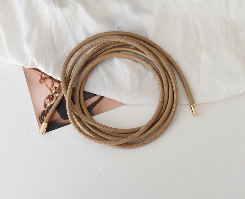 New soft leather rope belt women's knotted decorative waist rope long ...