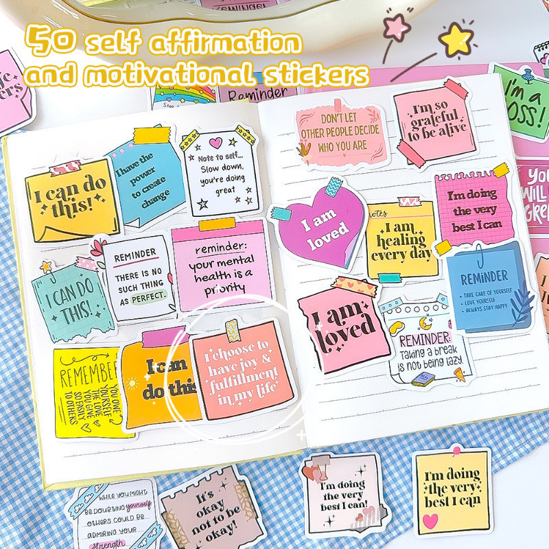 50pcs Inspirational Self-Affirmation Stickers - DIY Aesthetic Graffiti ...