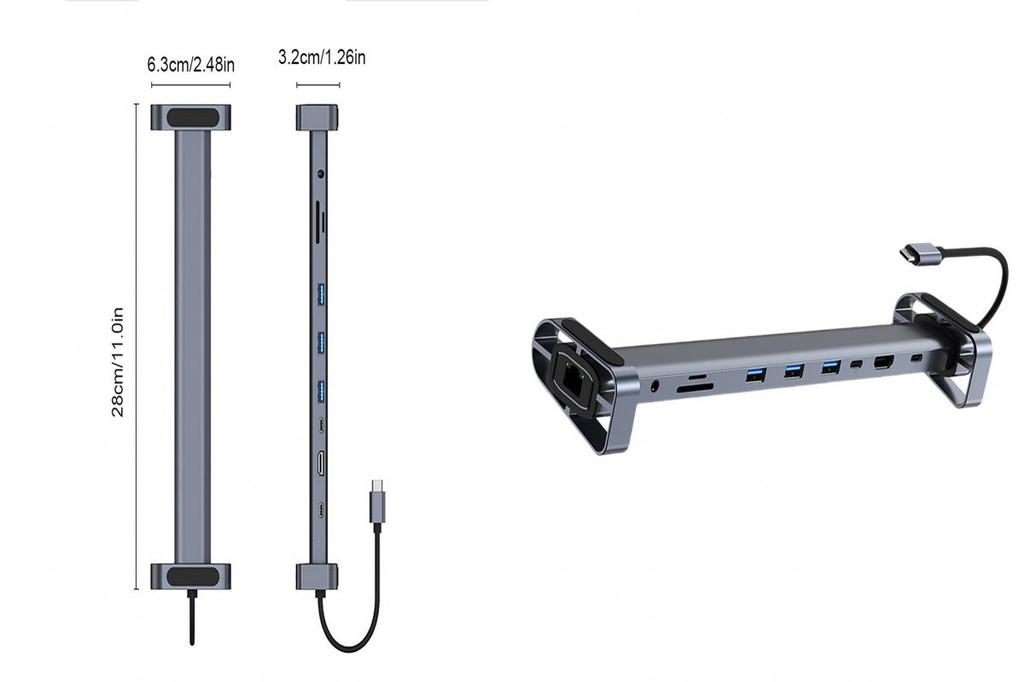 3.5mm Headphone Jack Hub 10-in-1 Usb 3.0 Docking Station Hub Adapter ...