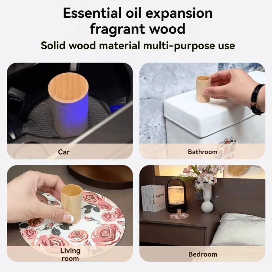 Wood Diffuser Aromatherapy Essential Oil Diffuser Cylinder Beech Wooden ...