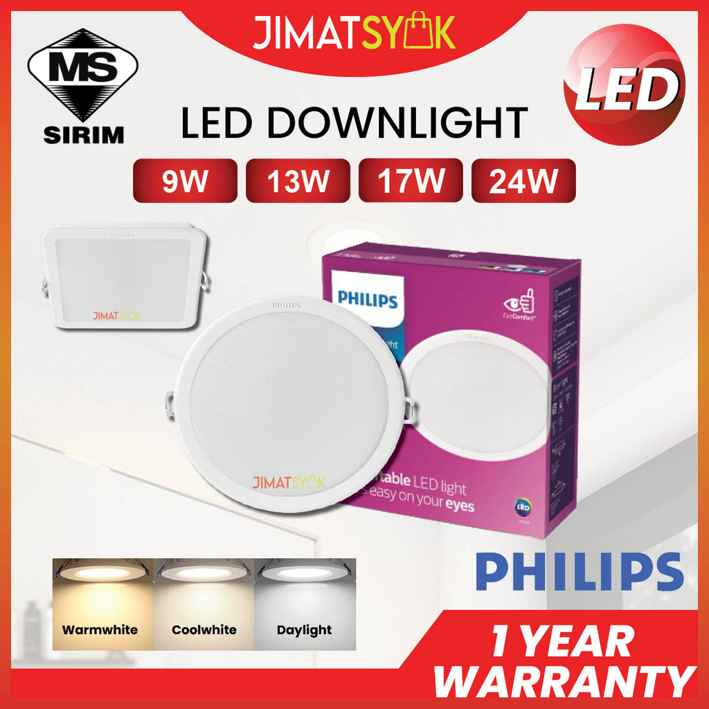 PHILIPS Meson LED Downlight 9W 13W 17W 24W Lampu LED Recessed Downlight ...
