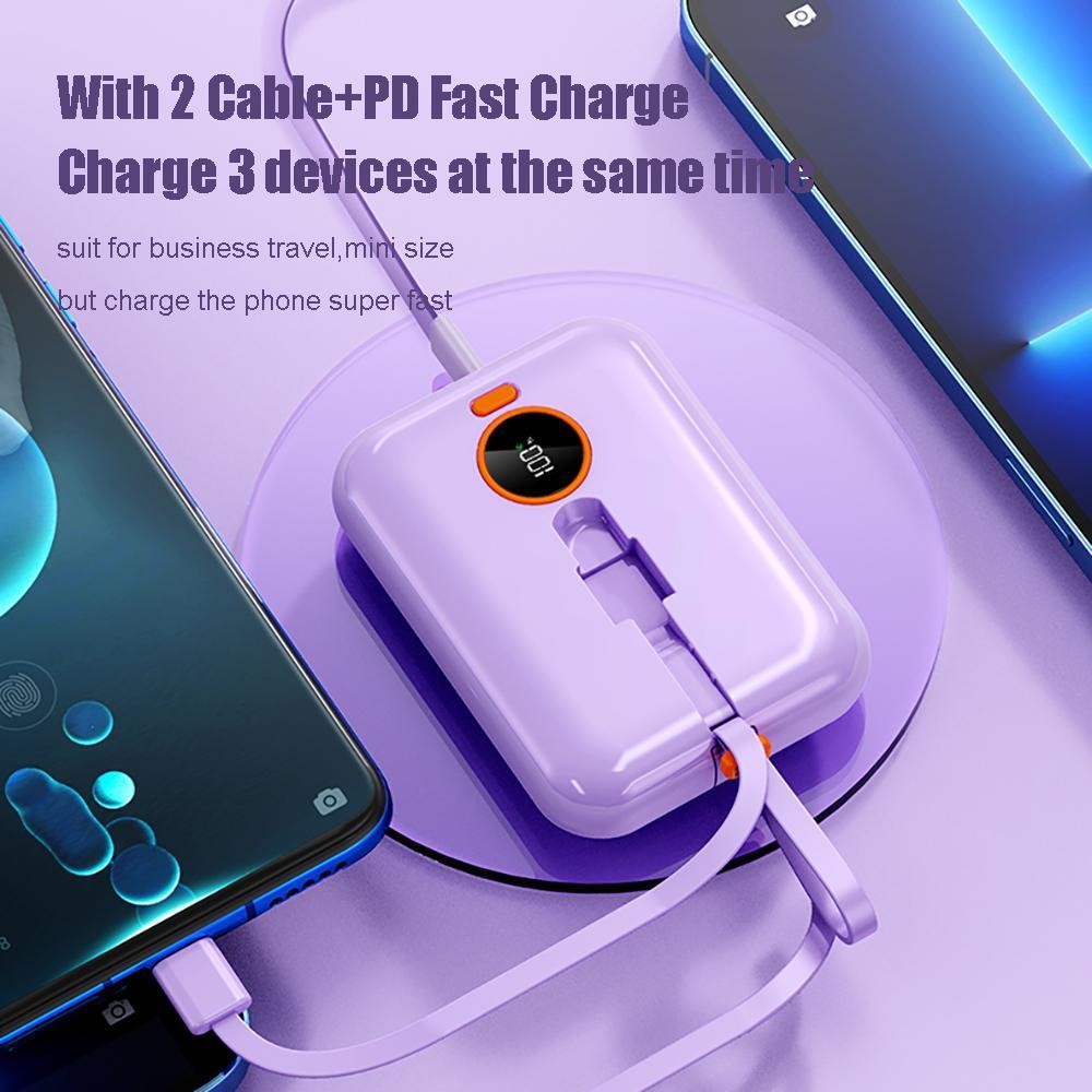 Yisen 20000mAh 66W PD Fast Charging Power Bank Built in Type-C Cable ...