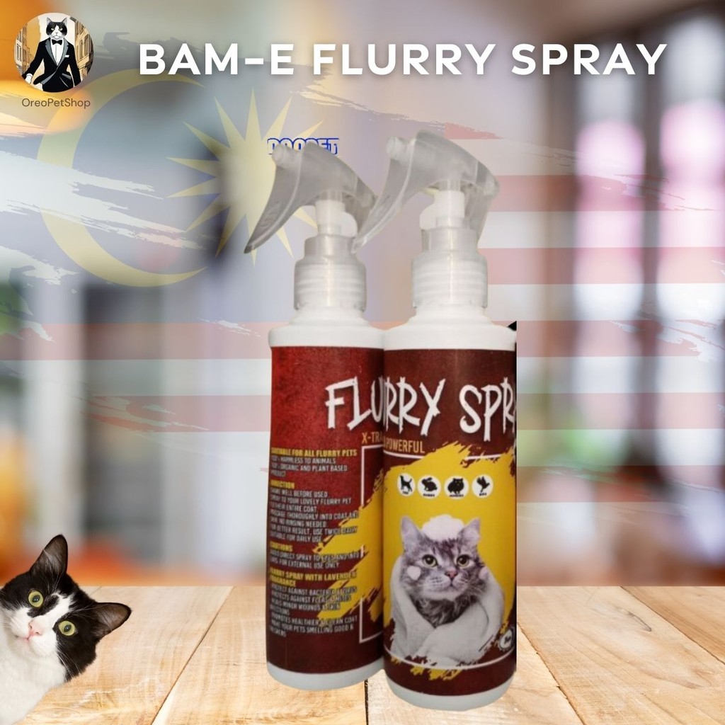 Ubat Kutu Kucing Flurry Spray 150ML BAM E Bathless Spray Kutu Kucing ...