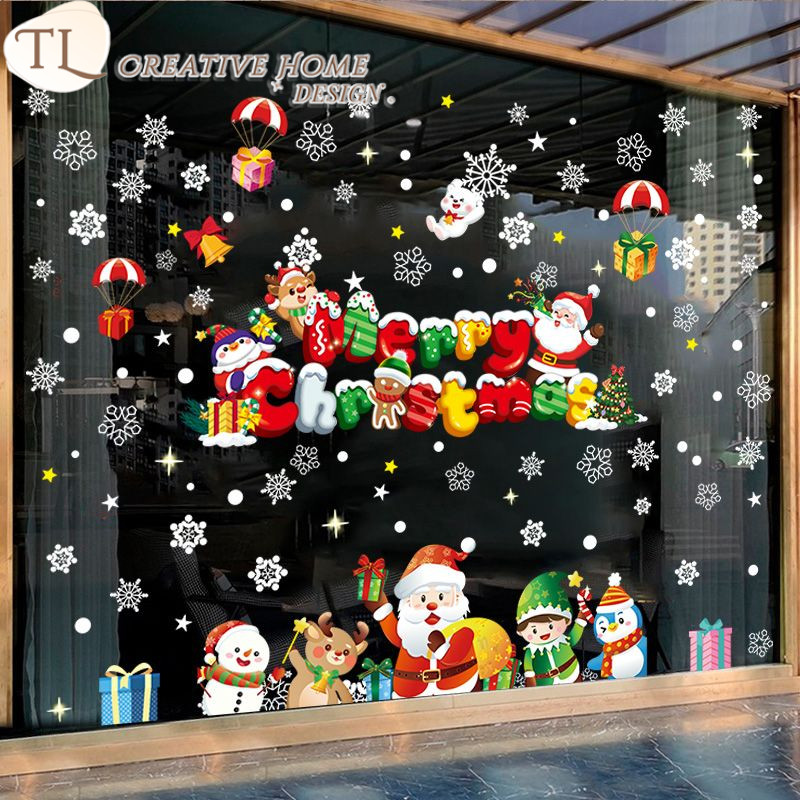 Christmas Decoration Stickers Glass Door Stickers Shopping Mall Shop ...