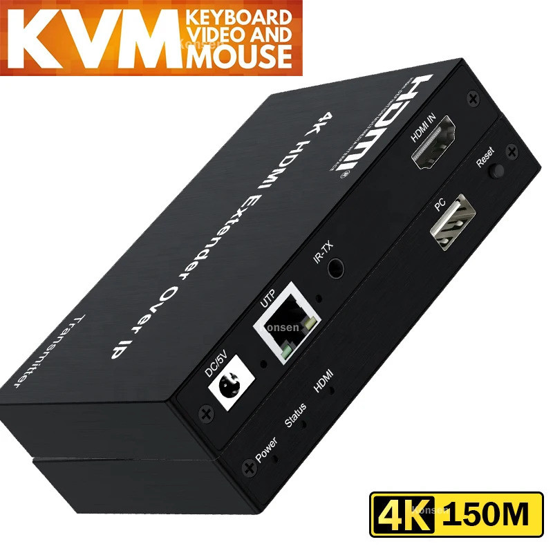 4K 150M HDMI KVM USB Extender Over Cat5e/6 HDMI KVM Extender Over IP ...