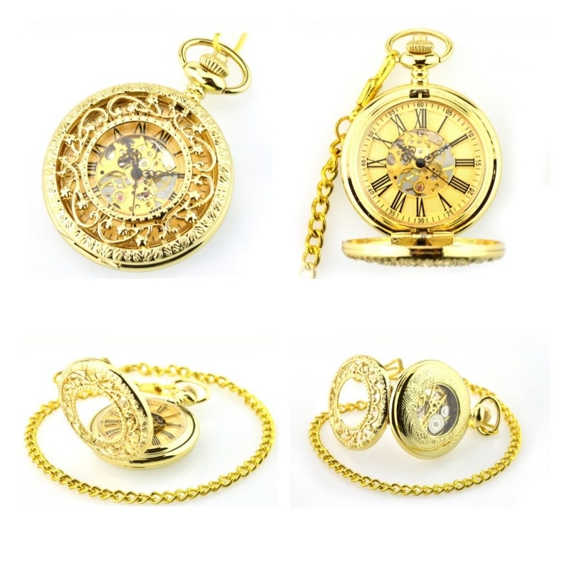 Pocket watch new openwork carved flip mechanical pocket watch retro ...