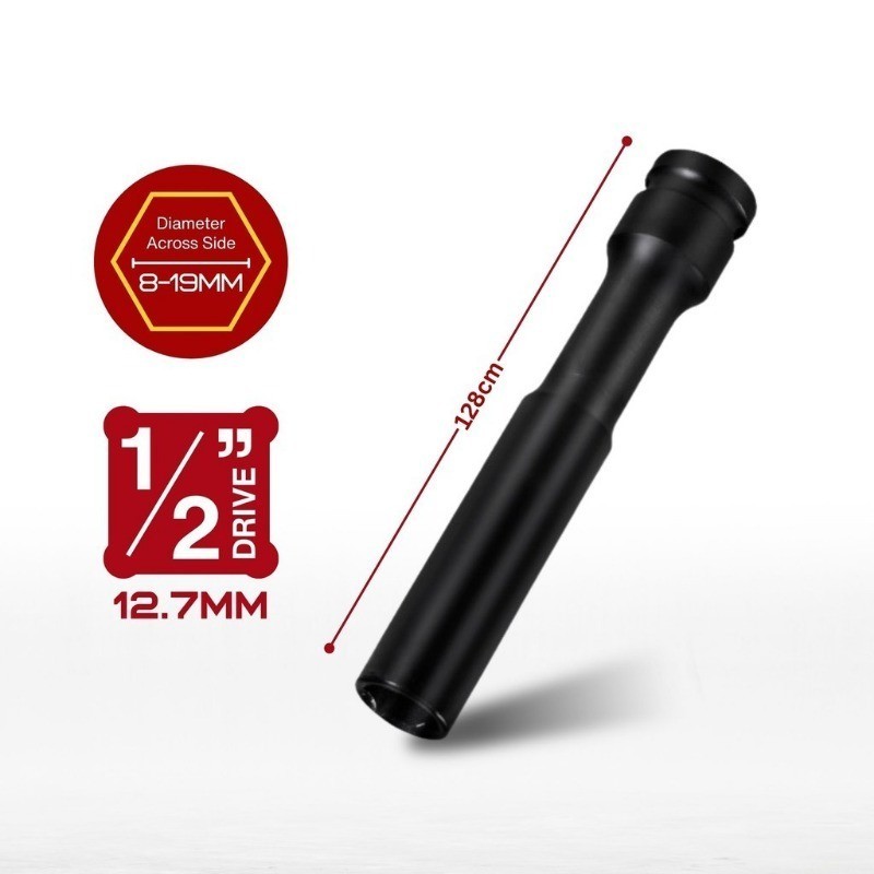 5 / 9 pcs 128mm Long Hex Impact Socket Set 8-14mm / 8-19mm Tools Hard ...