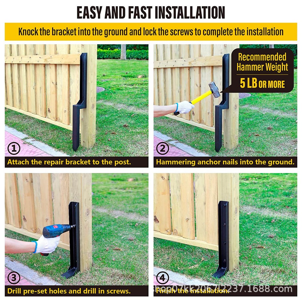 Heavy-duty steel fence post reinforcement kit, fence anchor posts are ...