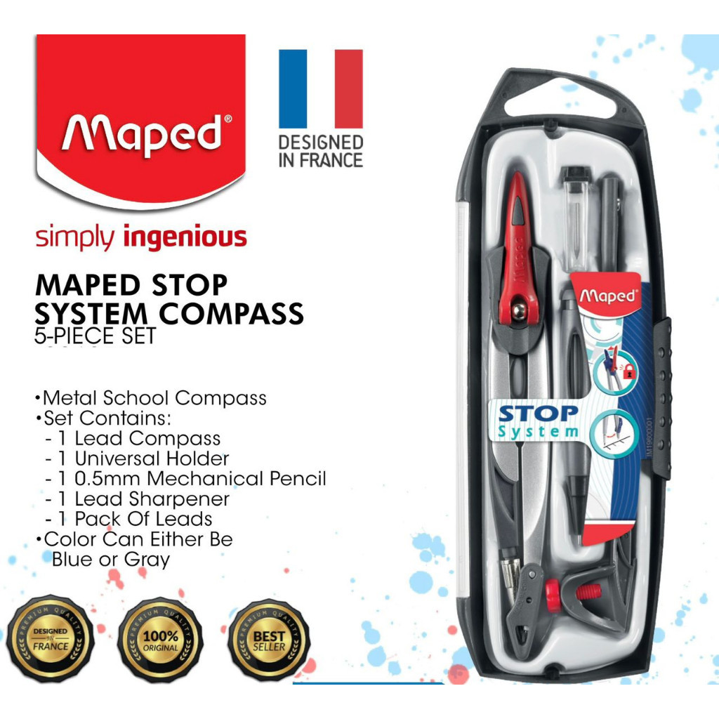 [ ET 196101 ] Maped Stop System Compass 5 Piece Set for Math & Geometry ...