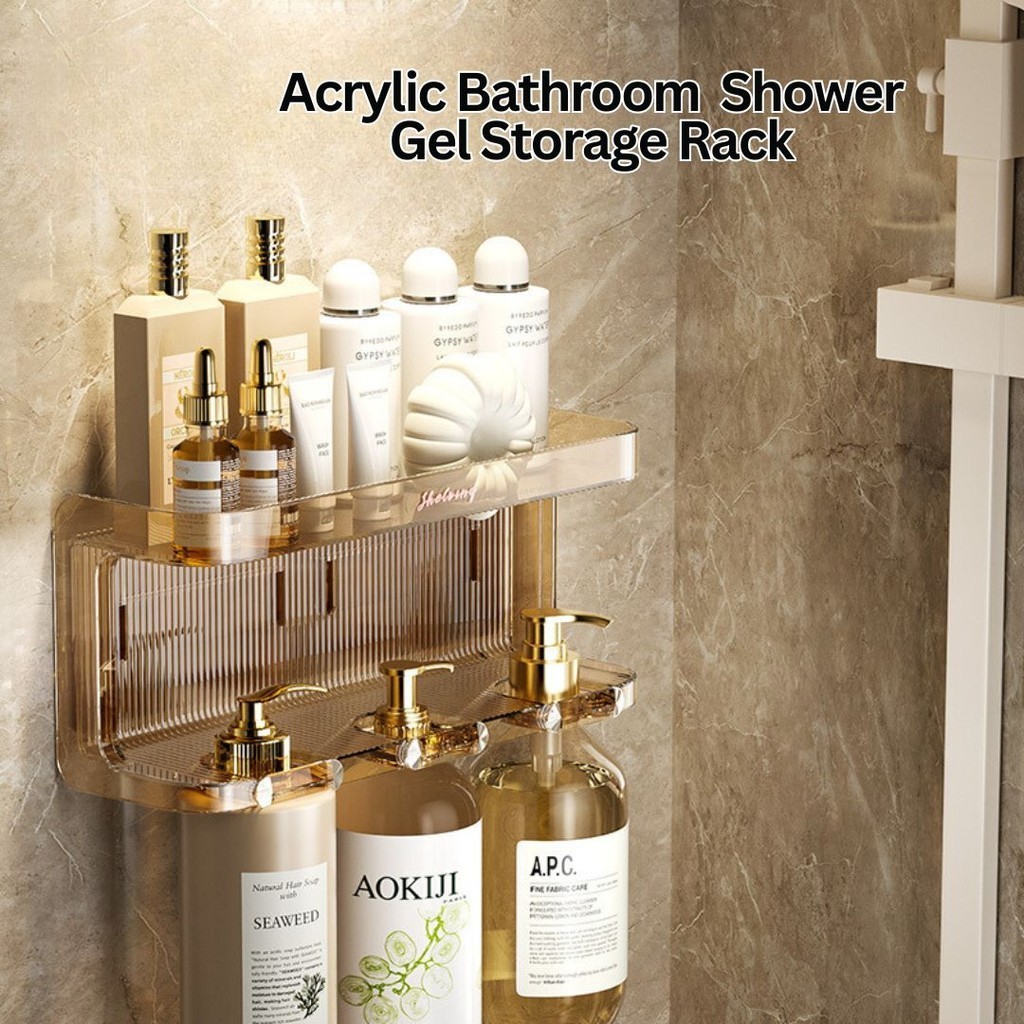 Acrylic Adjustable Shower Gel Bathroom Kitchen Hanging Storage Racks ...