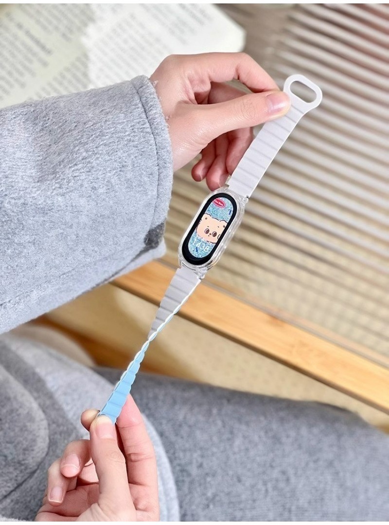 Silicone Magnetic Loop Strap with Case For Xiaomi Mi Band 9 8 7 6 5 4 3 bracelet Soft Silicone ...