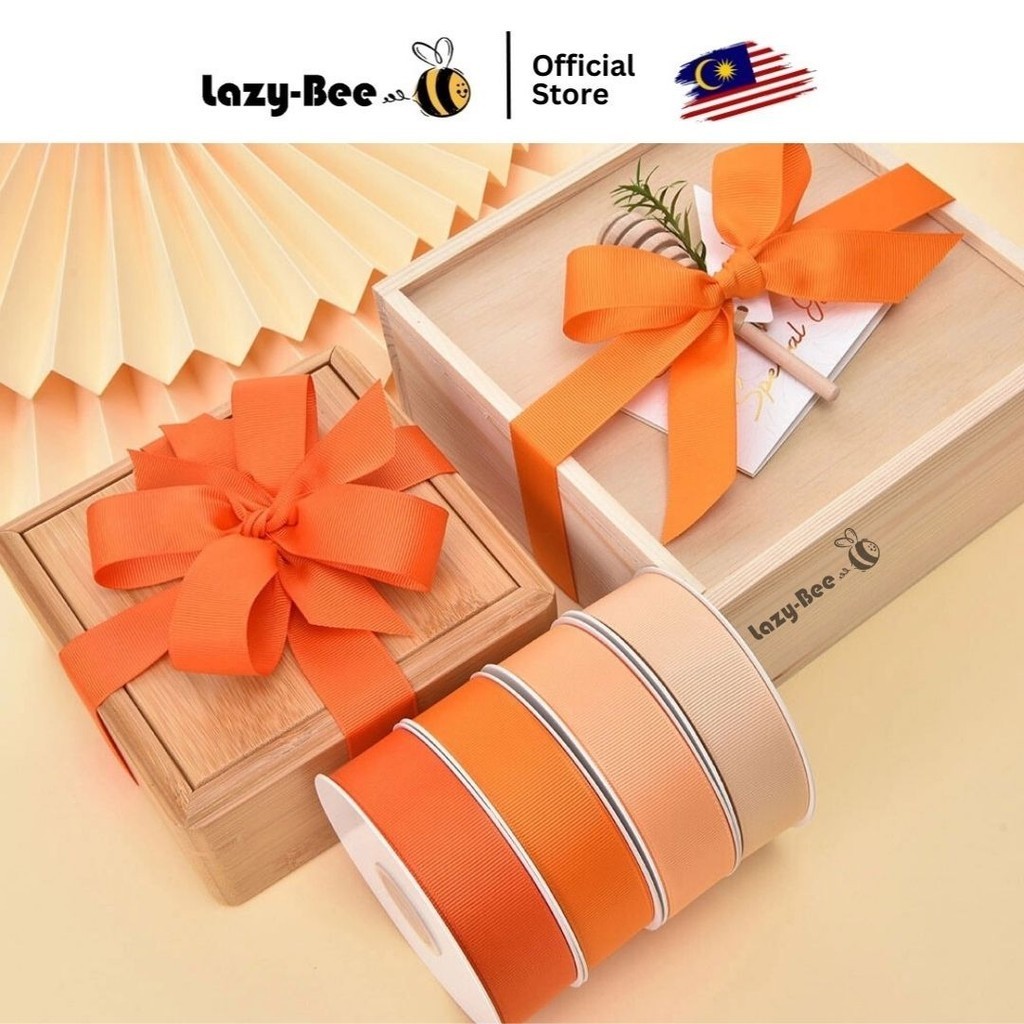 LAZY BEE 5 meter Russet Orange Gold Copper Grosgrain Ribbon Reben Door ...