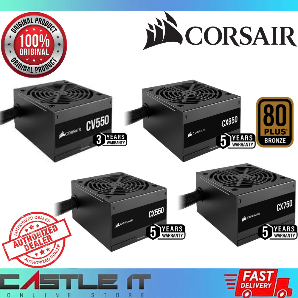 Corsair CX750 CX650 CX550 750W 650W 550W 80PLUS Bronze Non Modular Power Supply ATX PCIe4.0 ...