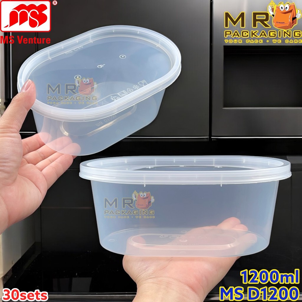 MS D1200 1200ml Microwaveable Oval Container & Lid [ 30sets± ] Bekas ...