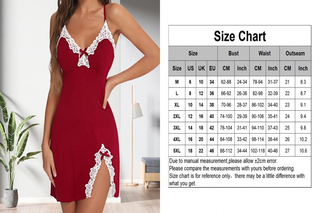 Digital| Lace Nightie Sexy Lace Trim Nightdress for Honeymoon Wedding ...