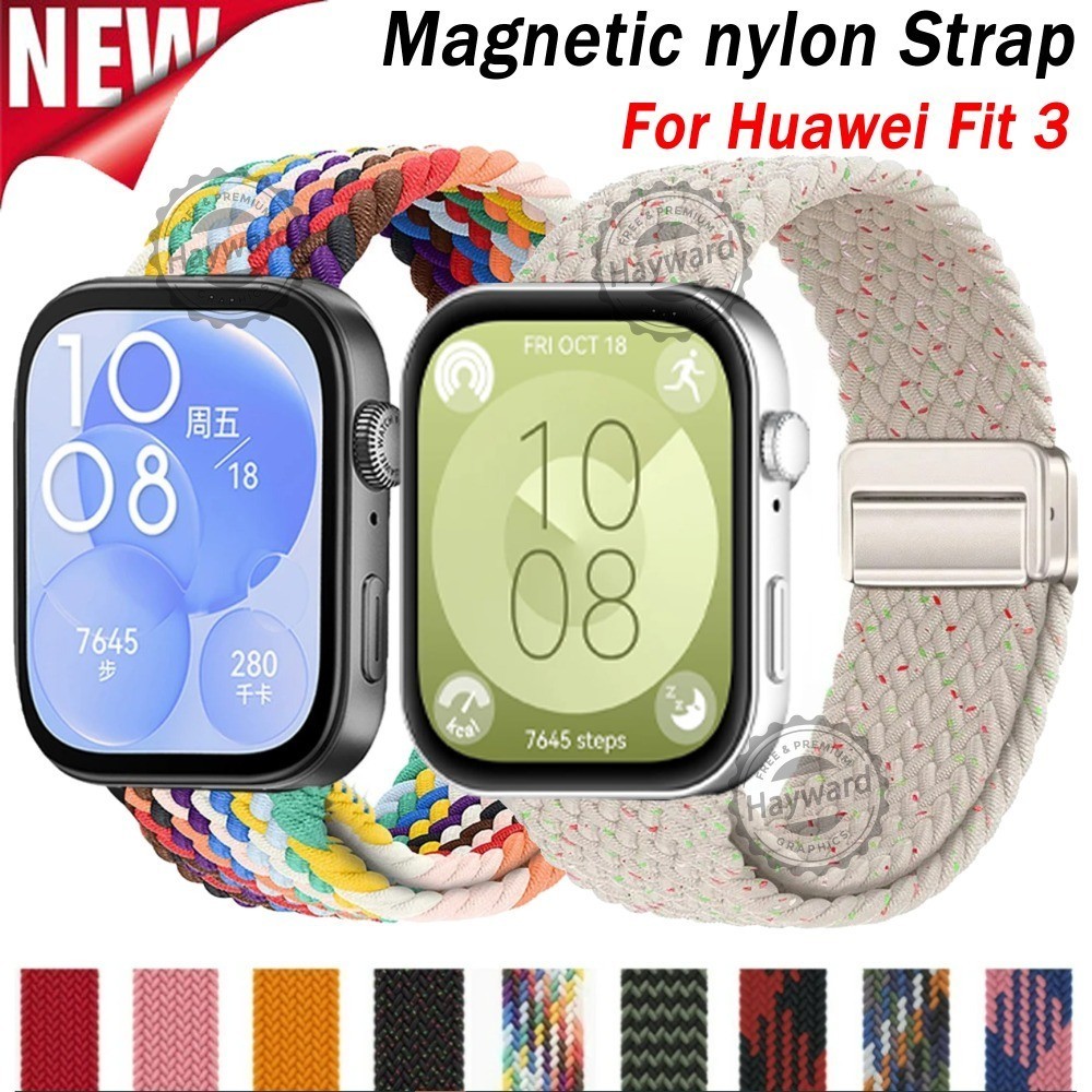 Magnetic Buckle Strap for Huawei Watch Fit 3 Nylon Loop Bracelet Correa ...