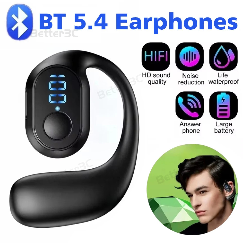 OWS Digital display single earbuds wireless earphone Wireless ear hook ...
