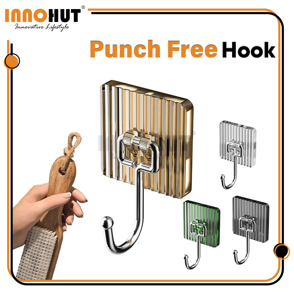 Innohut Luxury Acrylic Wall Hanging Hook Punch Free Adhesive Heavy Duty ...
