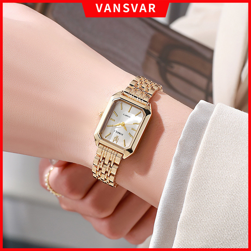 Exquisite Simplicity Watch Stainless Steel Strap Rectangle Dial Women ...