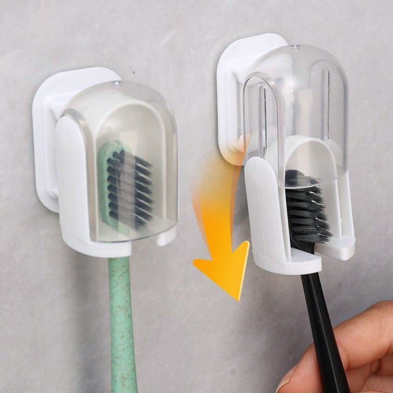 [ Featured ] Flip Cover Toothbrush Holder - Wall-mounted Toothbrush ...