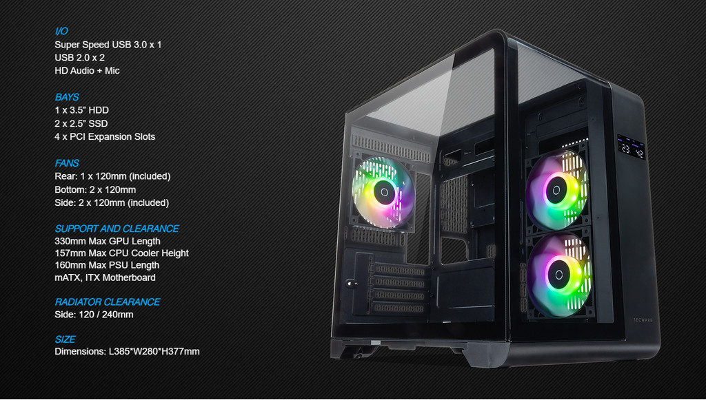 TECWARE ARC M ARGB CURVED TG M-ATX PC Casing BLACK | Shopee Malaysia