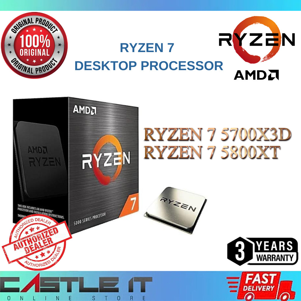 AMD RYZEN 7 5800XT / 5700X3D / R7 5700X3D AM4 Socket 3.4GHZ 8 Cores 16 Threads Processor 3D V ...
